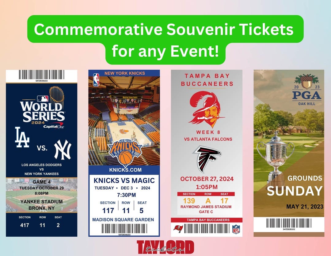 Sports Event Commemorative Souvenir Ticket Stub nba, Nfl, Pga, Nhl, Ncaa, Championship, Playoffs ...