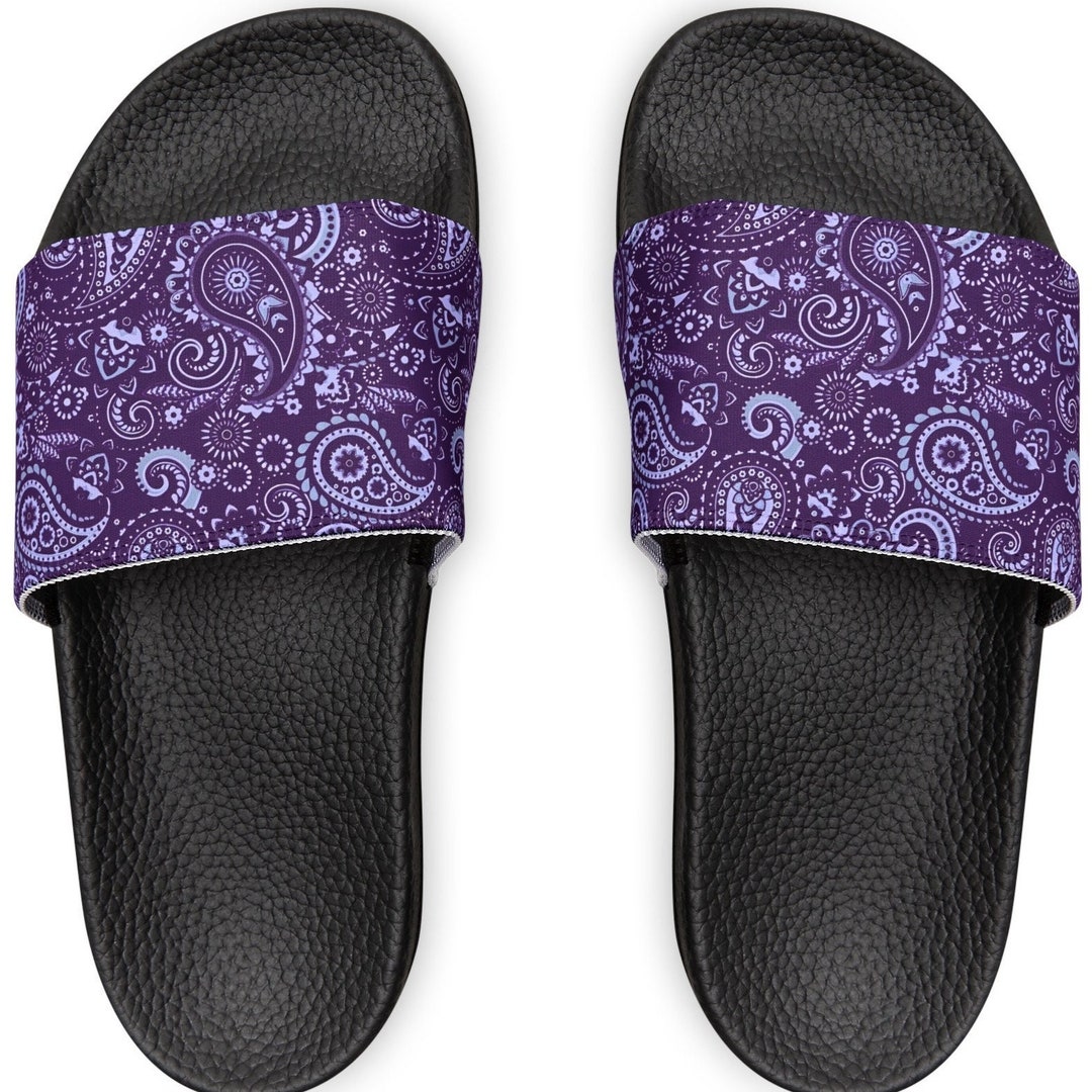 Womens Purple Paisley. in White or Black Soles. Womens Slides. Beach ...