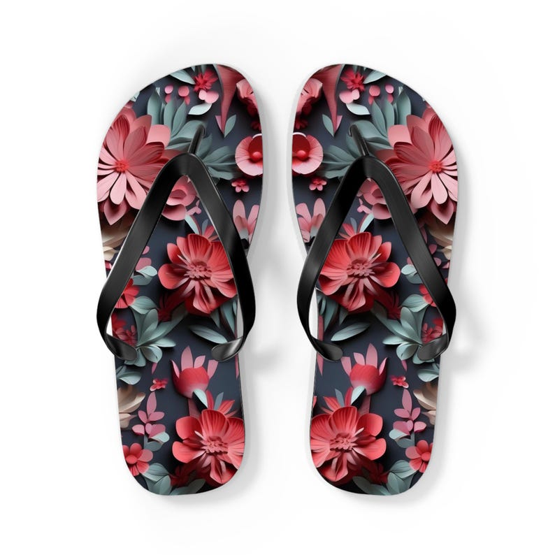 Floral Flip Flops. Mens and Womens Sizes. Flower Sandals. Beach Gear ...