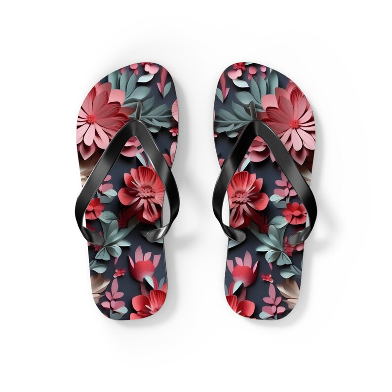 Floral Flip Flops. Mens and Womens Sizes. Flower Sandals. Beach Gear ...