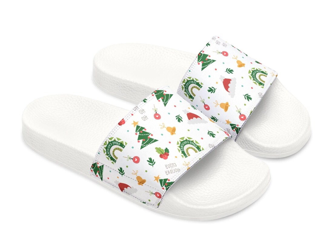 Womens Christmas Slides. Christmas Sandals. Available in White or Black ...