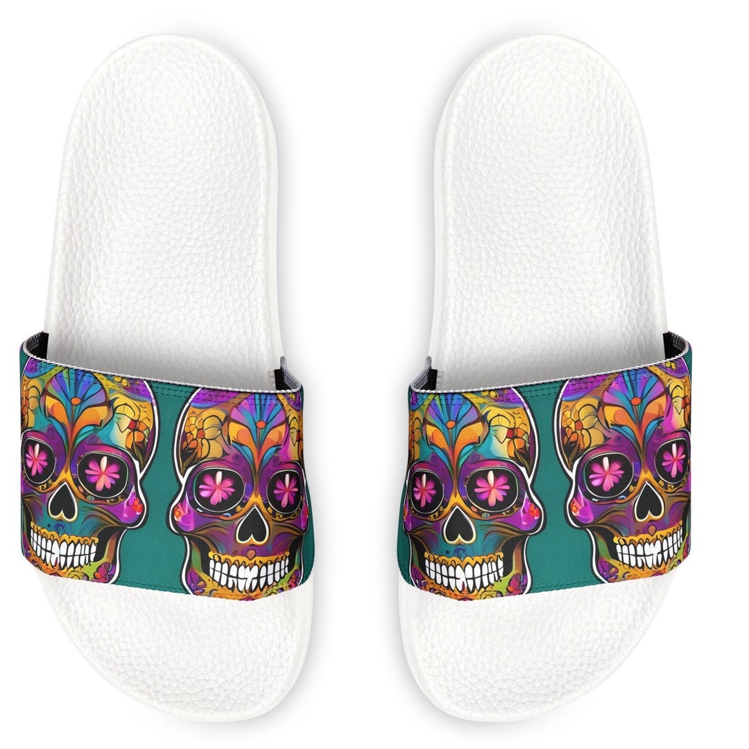 Womens Sugar Skull Slides. Women's Removable-strap Sandals. Beach ...