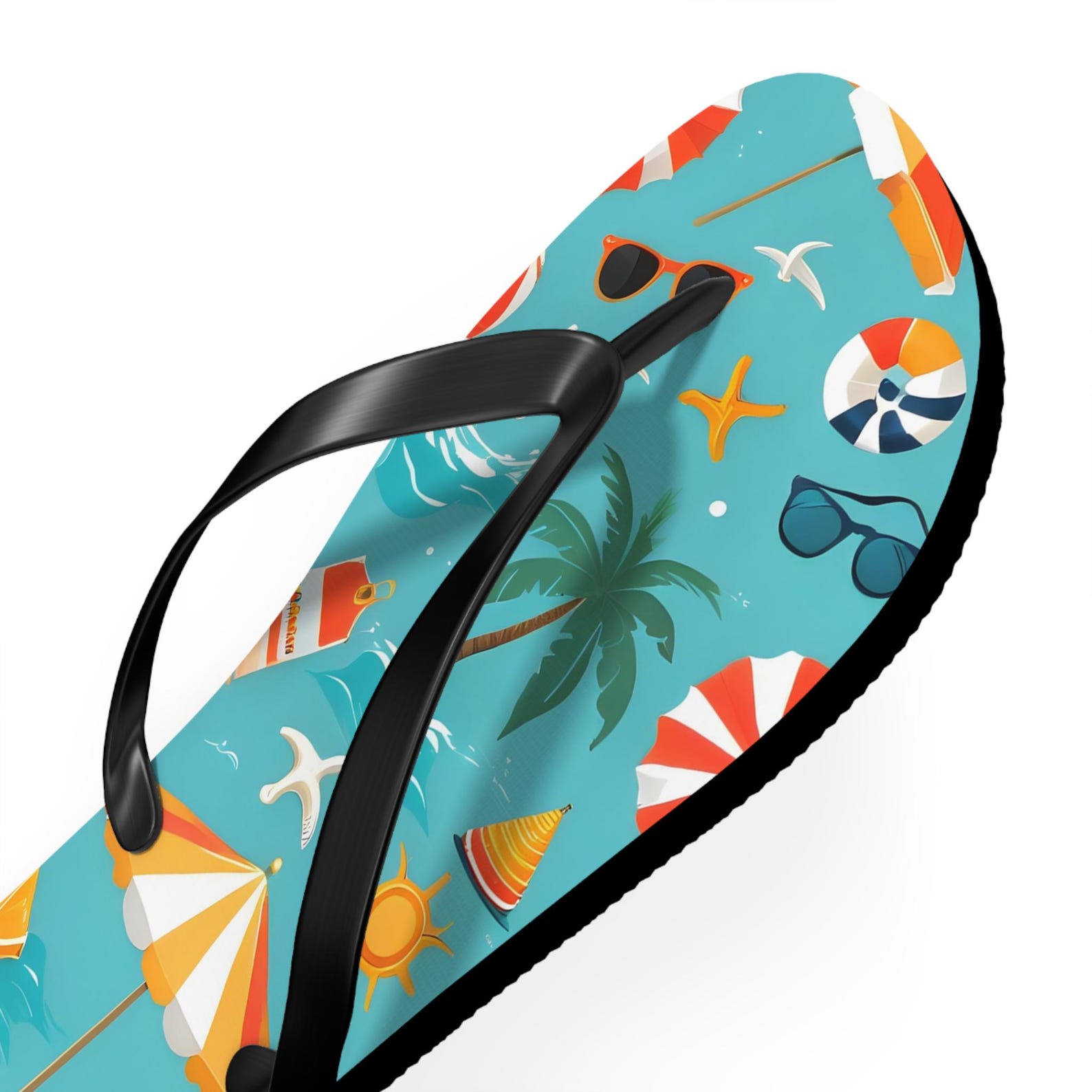 Beach Theme Flip Flops. Mens and Womens Sizes. Summer Sandals. Beach ...