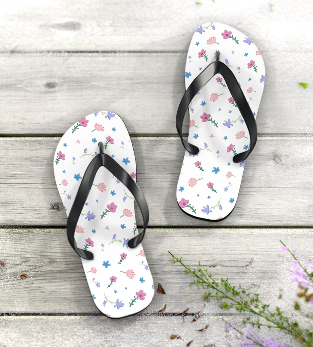 Womens Flower Flip Flops. Flower Sandals. Flip Flops With Beautiful ...