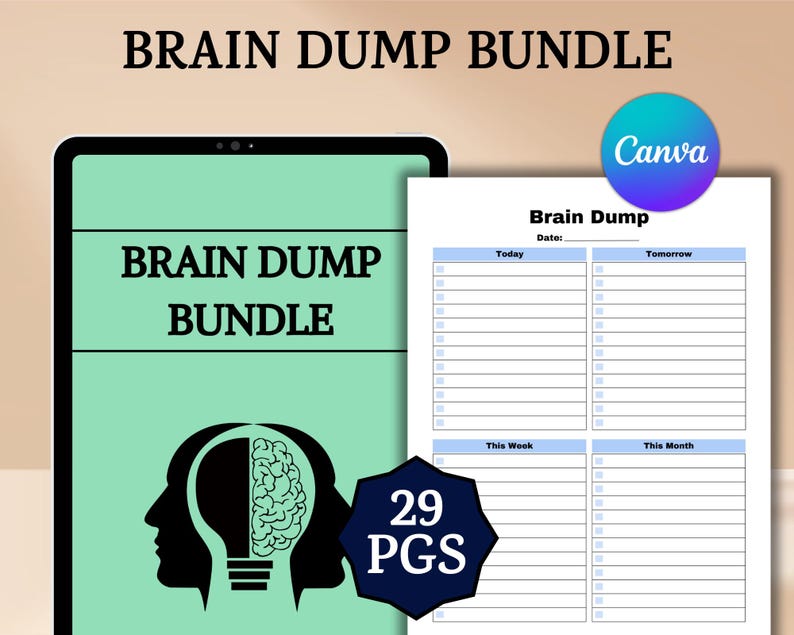 Editable and Printable Brain Dump Bundle - Etsy