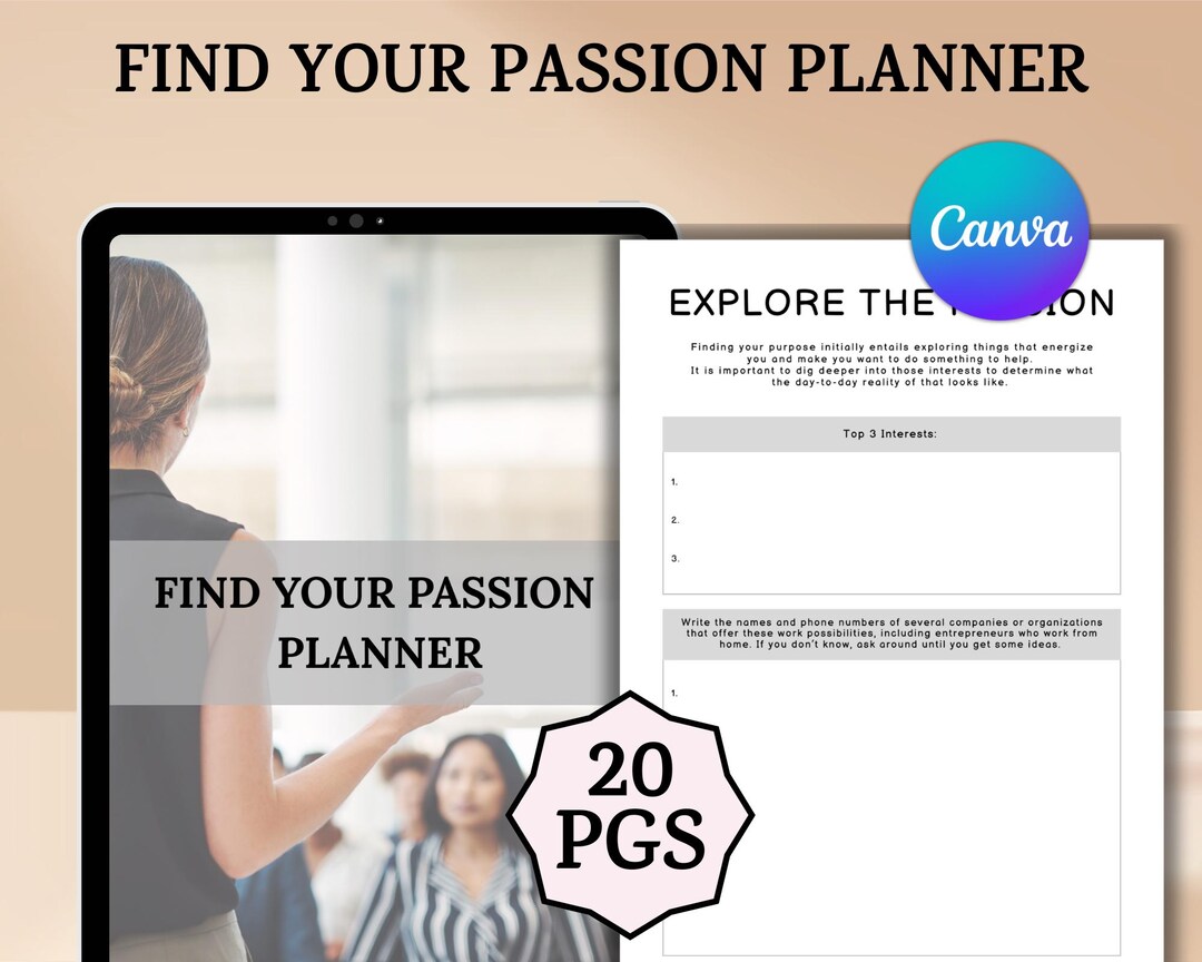 Editable & Printable "find Your Passion" Planner | Digital Self ...