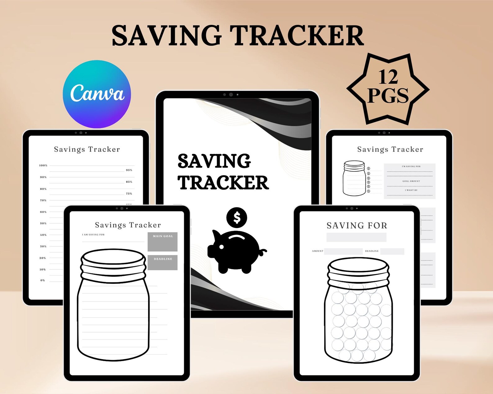 Editable and Printable Saving Tracker | Digital Savings Goal Planner ...