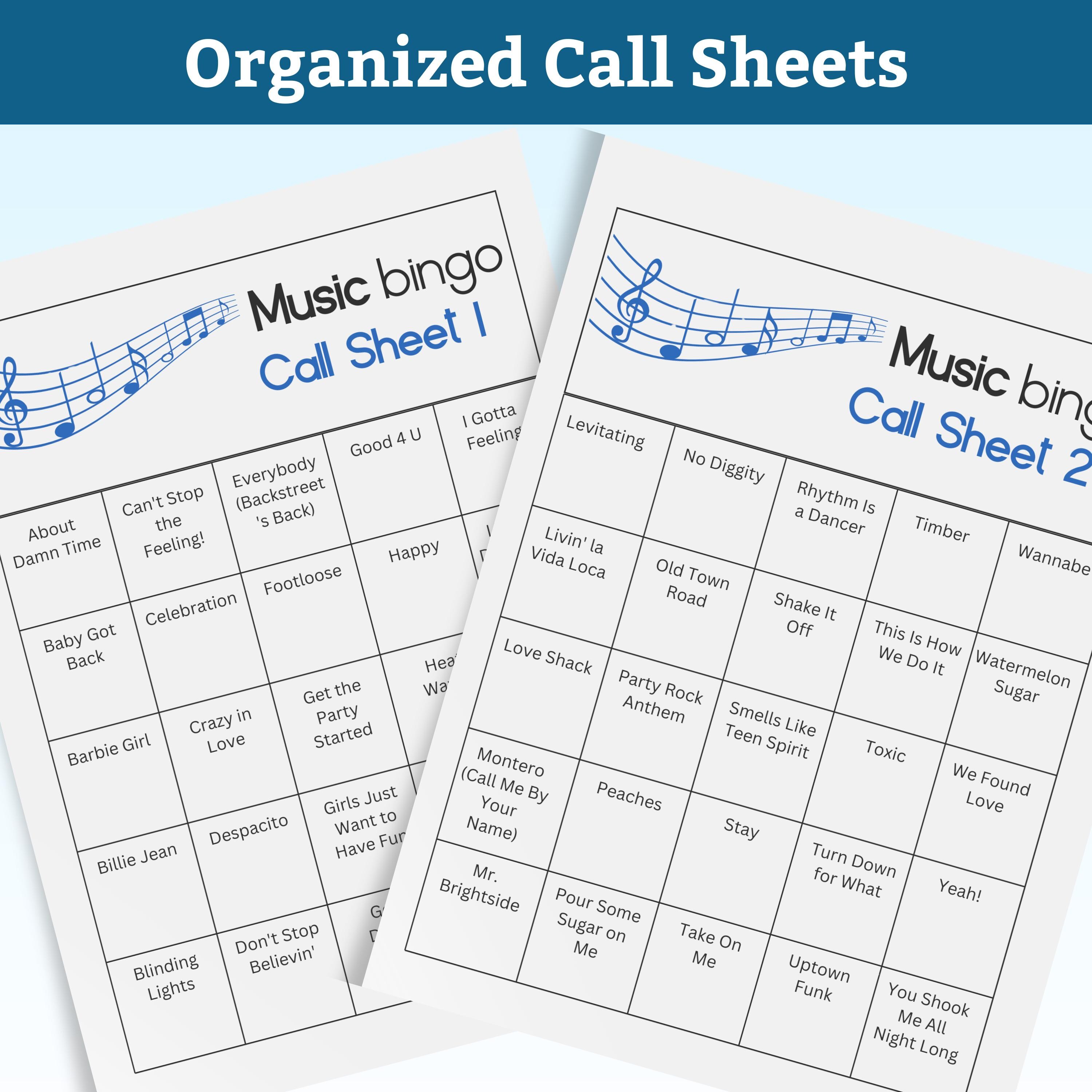 Music Bingo Game, 80s to 2020s Hits, Printable Party Game With Playlist ...