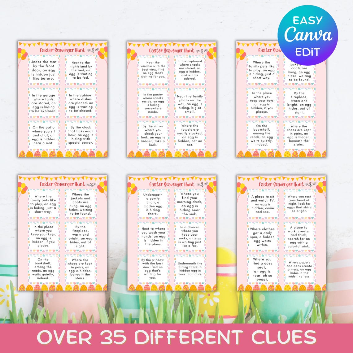 Printable Easter Scavenger Hunt | Easter Egg Hunt Clues | Kids Easter ...