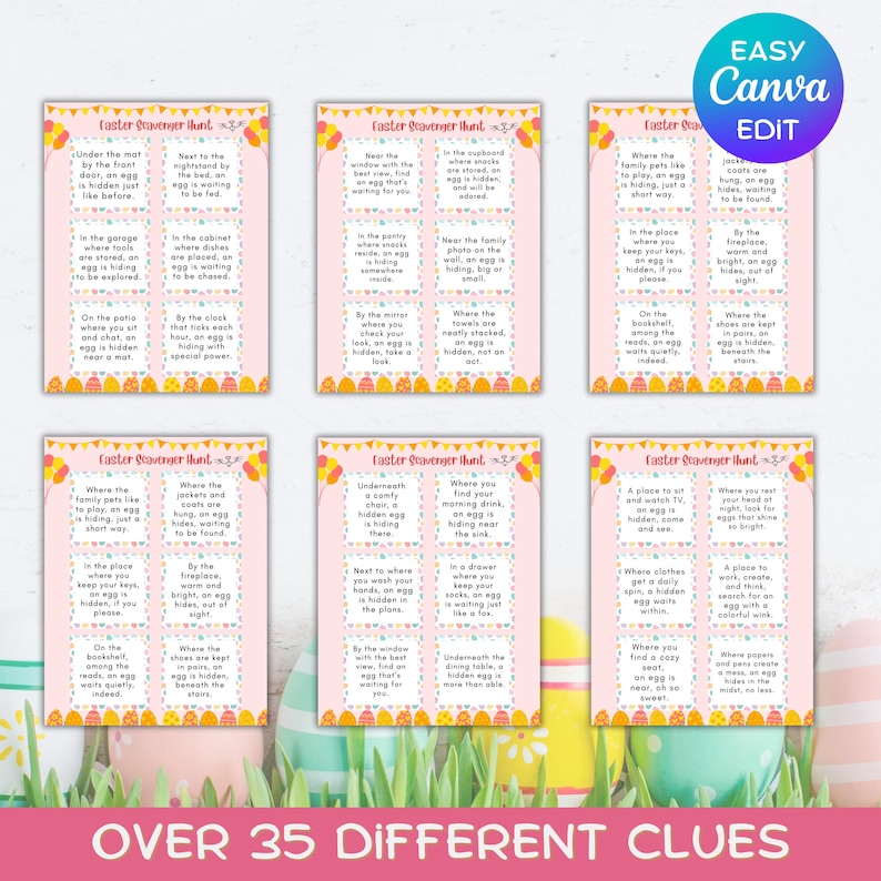 Printable Easter Scavenger Hunt | Easter Egg Hunt Clues | Kids Easter ...