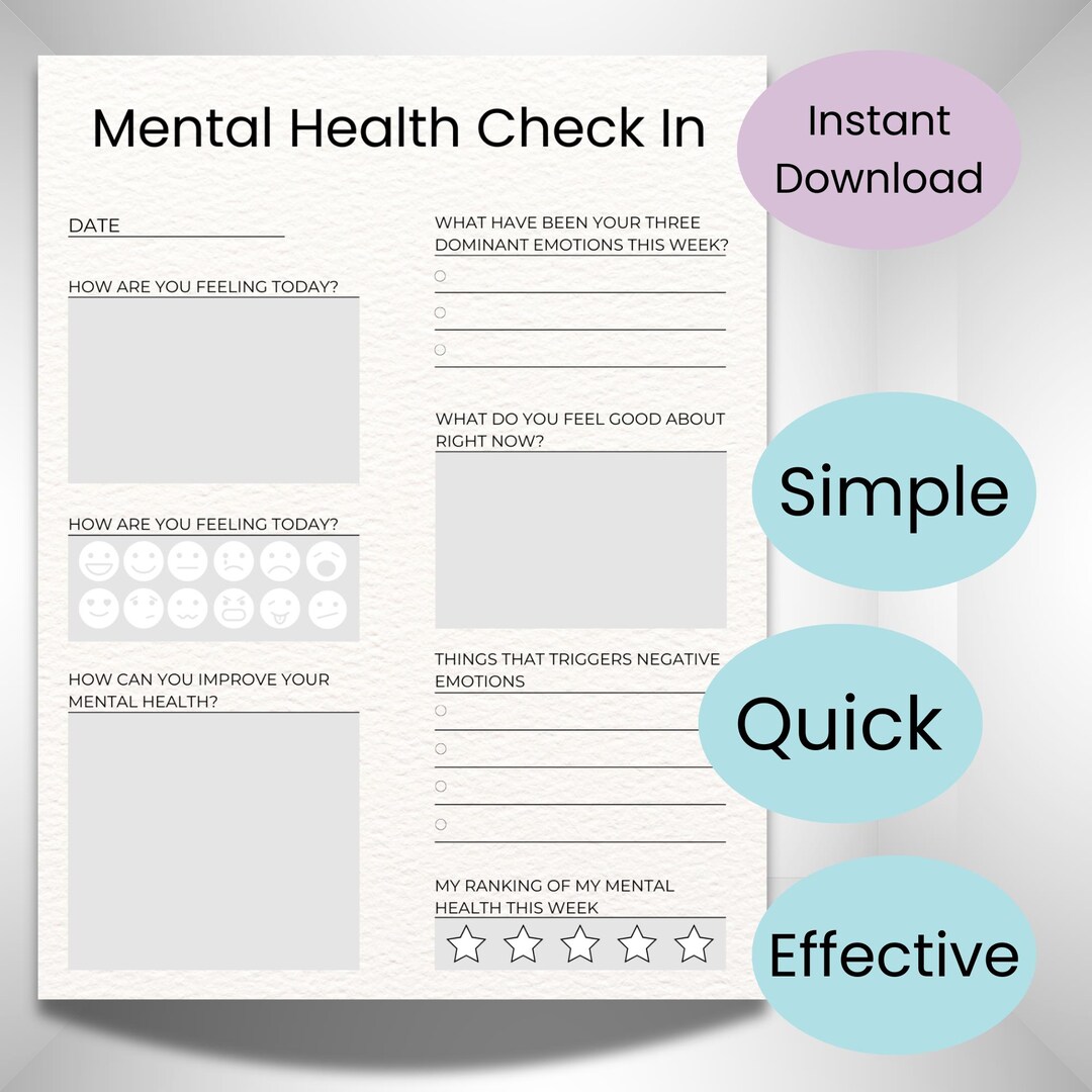 Daily Mental Health Check-in | Simple Self-care Journal for Moms ...