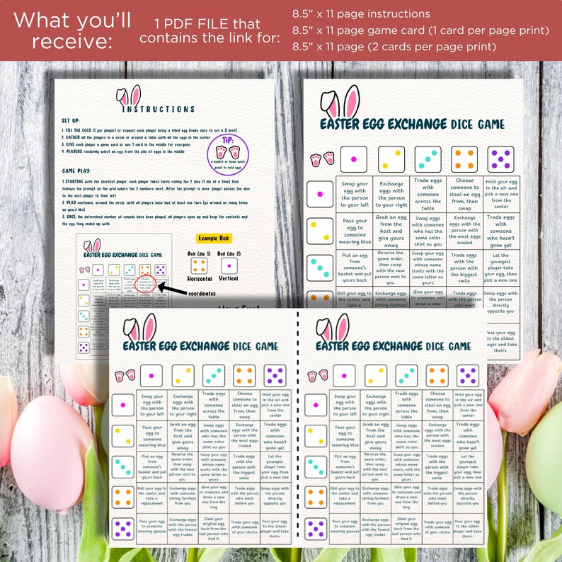 Printable Easter Egg Exchange Dice Game - Fun Digital Download for Kids ...