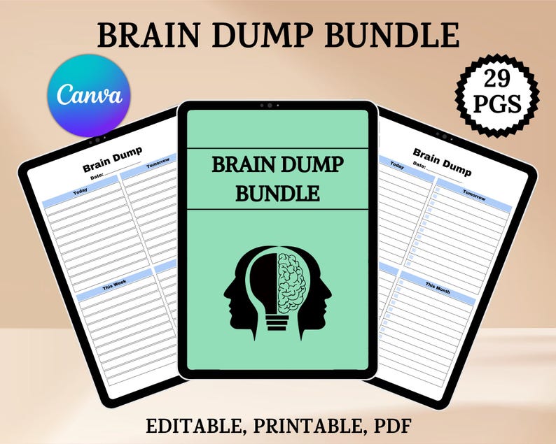 Editable and Printable Brain Dump Bundle - Etsy