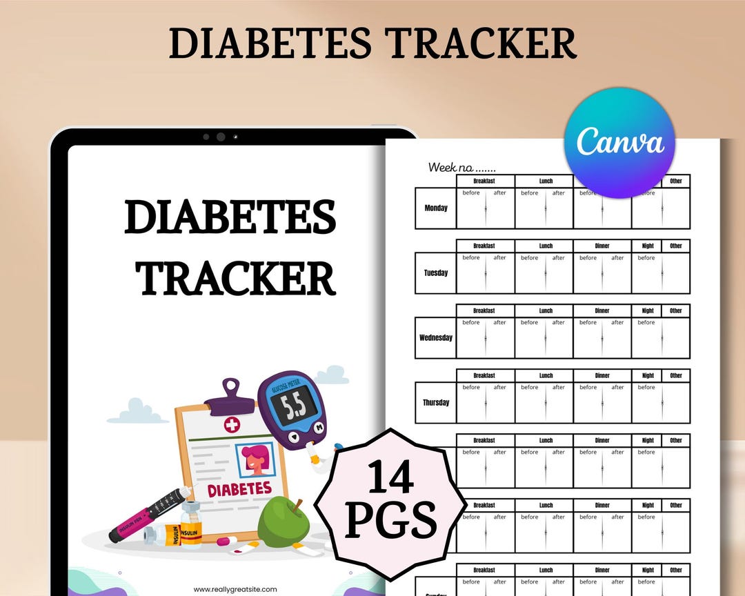 Editable and Printable Diabetes Tracker | Blood Sugar Log | Glucose ...