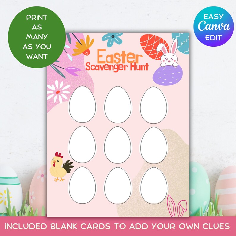 Printable Easter Scavenger Hunt | Indoor & Outdoor Egg Hunt Clues ...