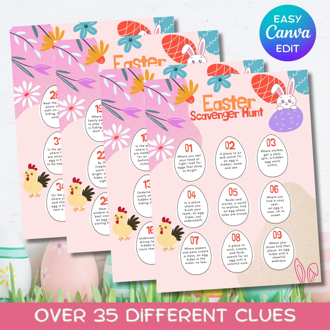 Printable Easter Scavenger Hunt | Indoor & Outdoor Egg Hunt Clues ...