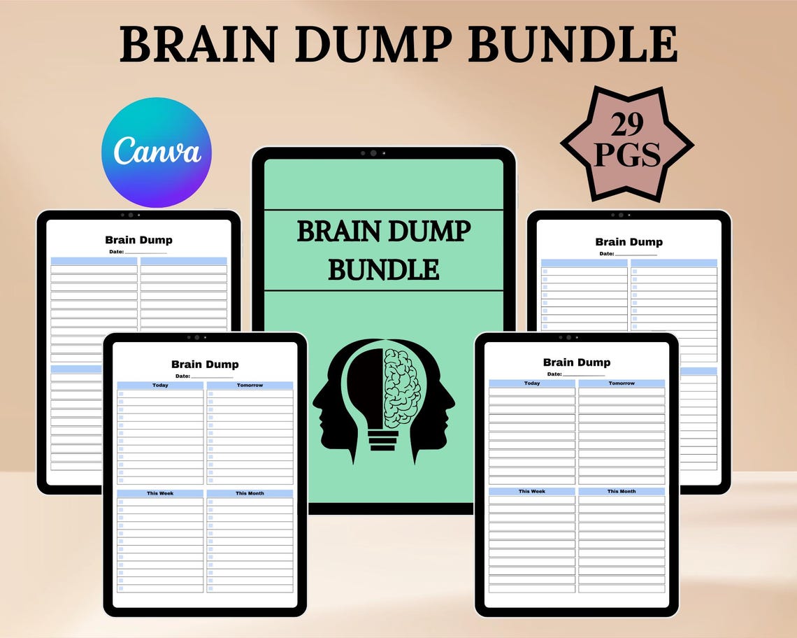 Editable and Printable Brain Dump Bundle - Etsy