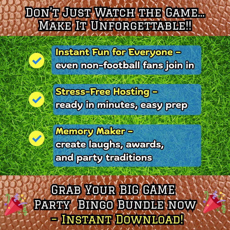 Super Football Bowl Bingo, the Big Football Game Bingo, Printable Party ...