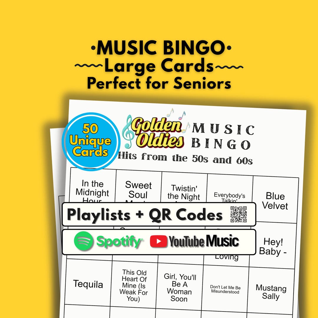 Golden Oldies Music Bingo Game, Large Print Senior Activity, Memory ...