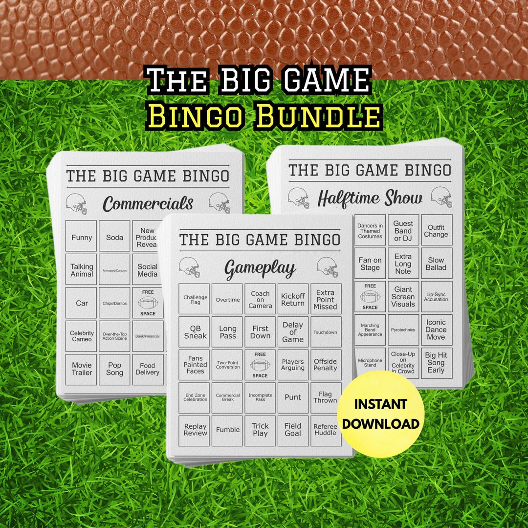 Super Football Bowl Bingo, the Big Football Game Bingo, Printable Party ...