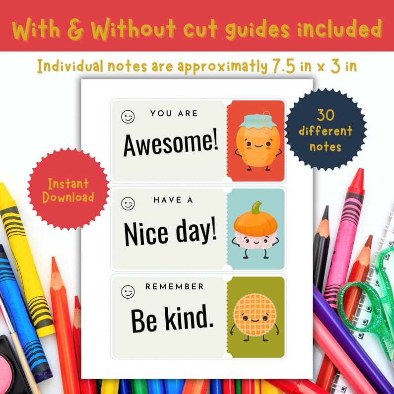 Printable Lunchbox Cards for Kids, Positive Affirmation Cards Bundle ...
