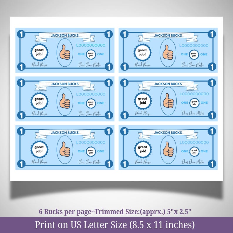 Editable Kids Reward Money | Printable Chore Bucks & Play Allowance ...