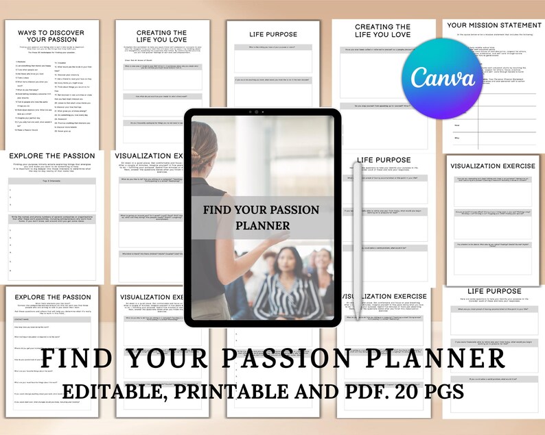 Editable & Printable "find Your Passion" Planner | Digital Self ...