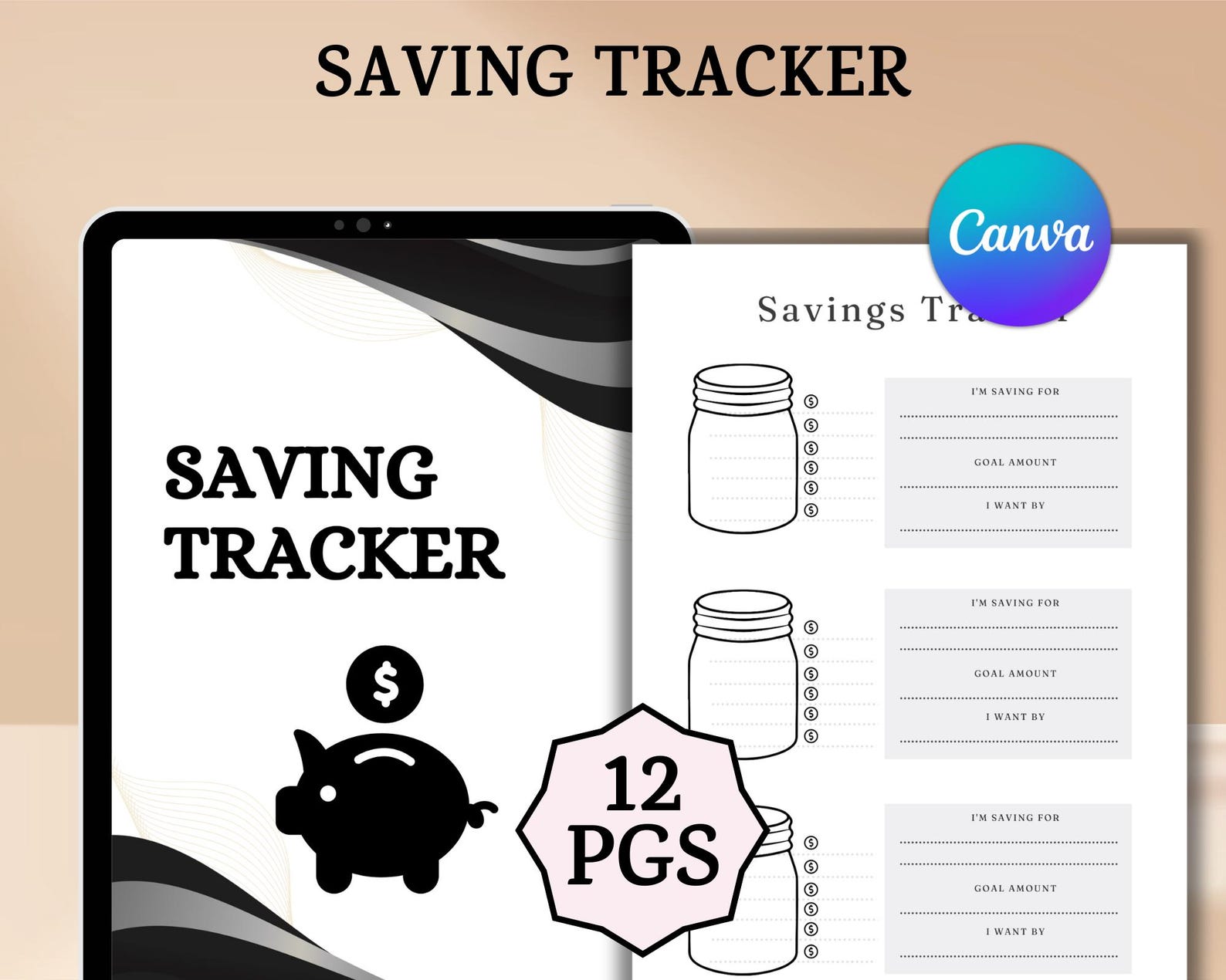 Editable and Printable Saving Tracker | Digital Savings Goal Planner ...