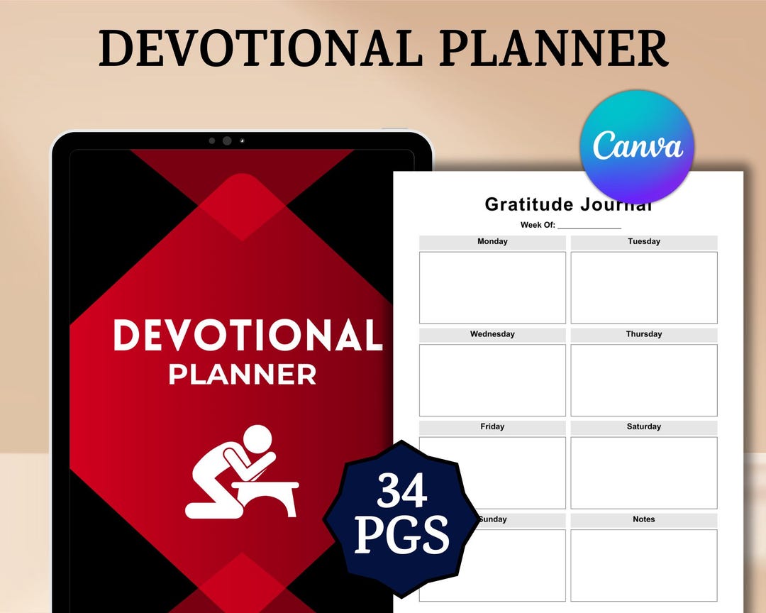 Planificador devocional editable e imprimible / Diario de fe digital / Organizador de estudios ...
