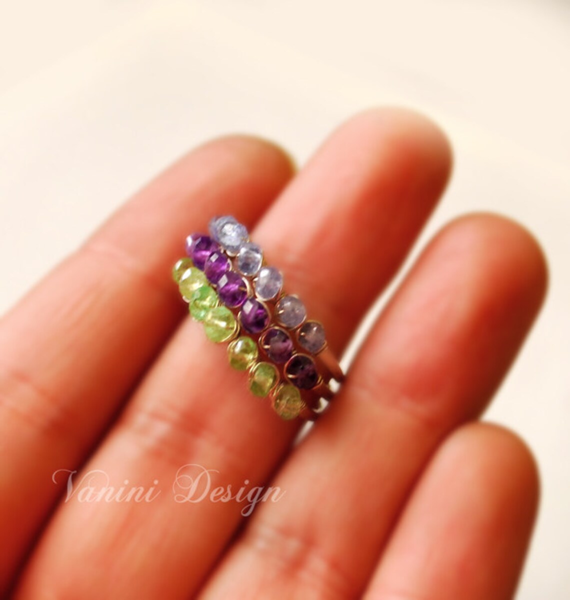 Gemstone Stacking Ring-sterling Silver Gemstone Stacking Ring - Etsy