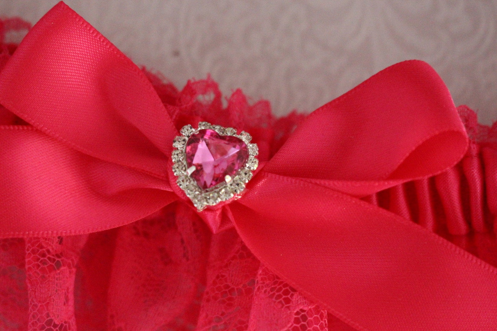 Shocking Pink Lace Garter Set-includes Toss Garter/heart Shape - Etsy