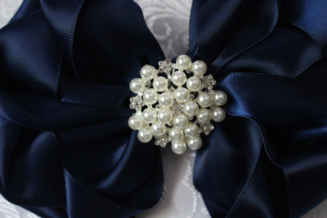 Navy Blue Satin Bow-measures 5 1/2 Long more Colors - Etsy