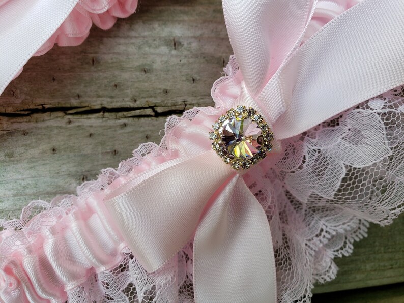 Powder Pink/light Pink and Lace Garter Set-includes Toss - Etsy