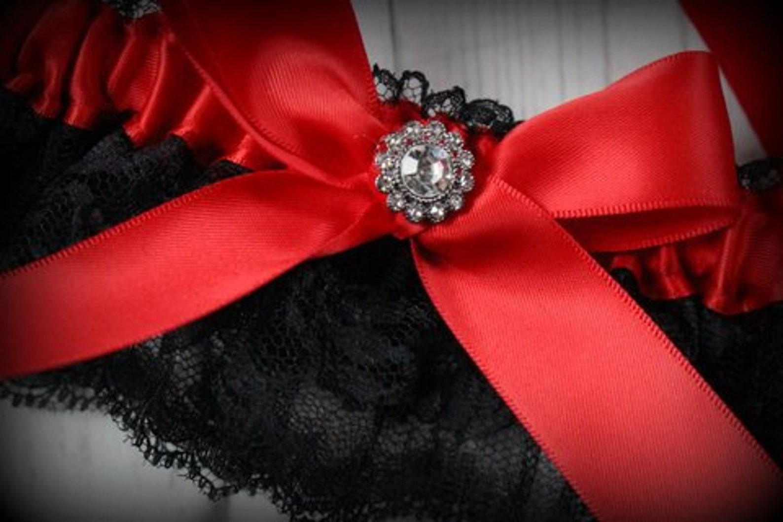 Black Lace and Red Satin Garter Set - Etsy