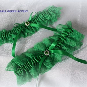 Emerald Green Lace and Satin Garter Set/u Pick Garter Option/prom ...