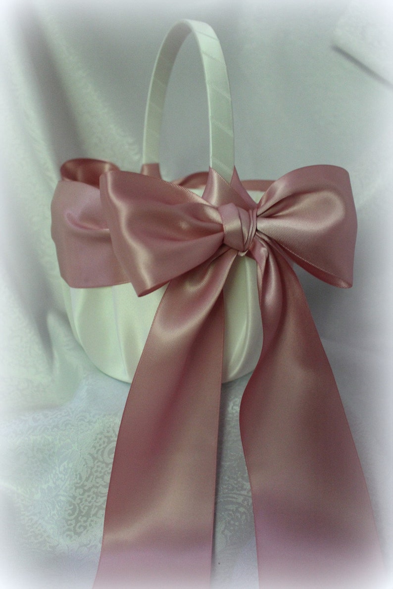 Large-white or Ivory Flower Girl Basket ribbon Color - Etsy
