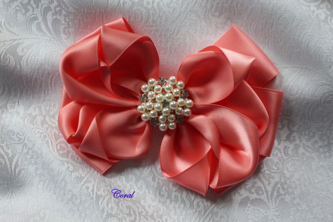 Lt. Coral Satin Bow-measures 5 1/2" Long -more Colors Available - Etsy