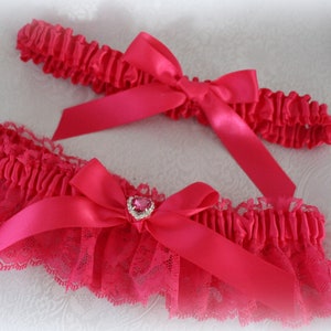 Shocking Pink Lace Garter Set-includes Toss Garter/heart Shape ...