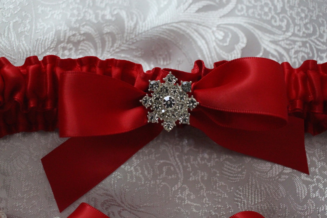 Christmas Garter/winter Garter-red Satin-white Lace More Satin and Lace ...