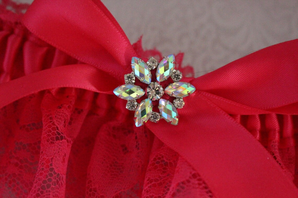 Shocking Pink Lace Garter Set-includes Toss Garter/rhinestone | Etsy