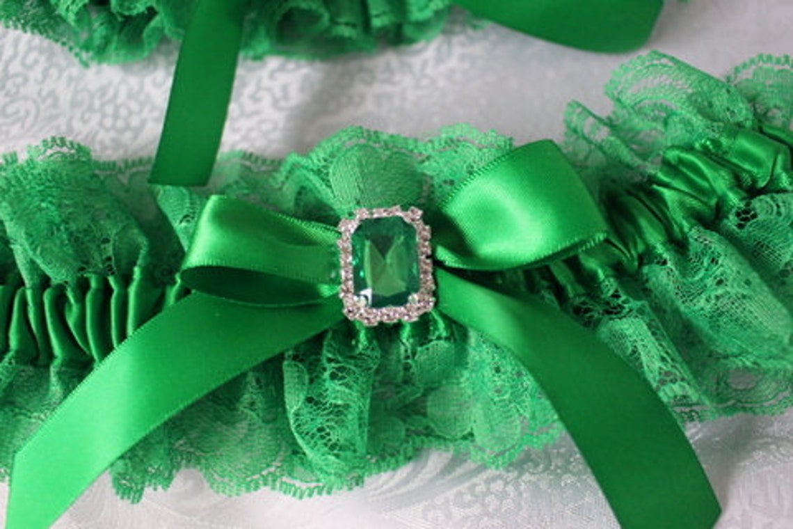 Emerald Green Lace and Satin Garter Set/u Pick Garter - Etsy