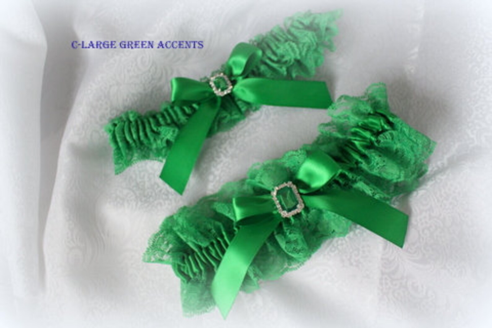 Emerald Green Lace and Satin Garter Set/u Pick Garter - Etsy
