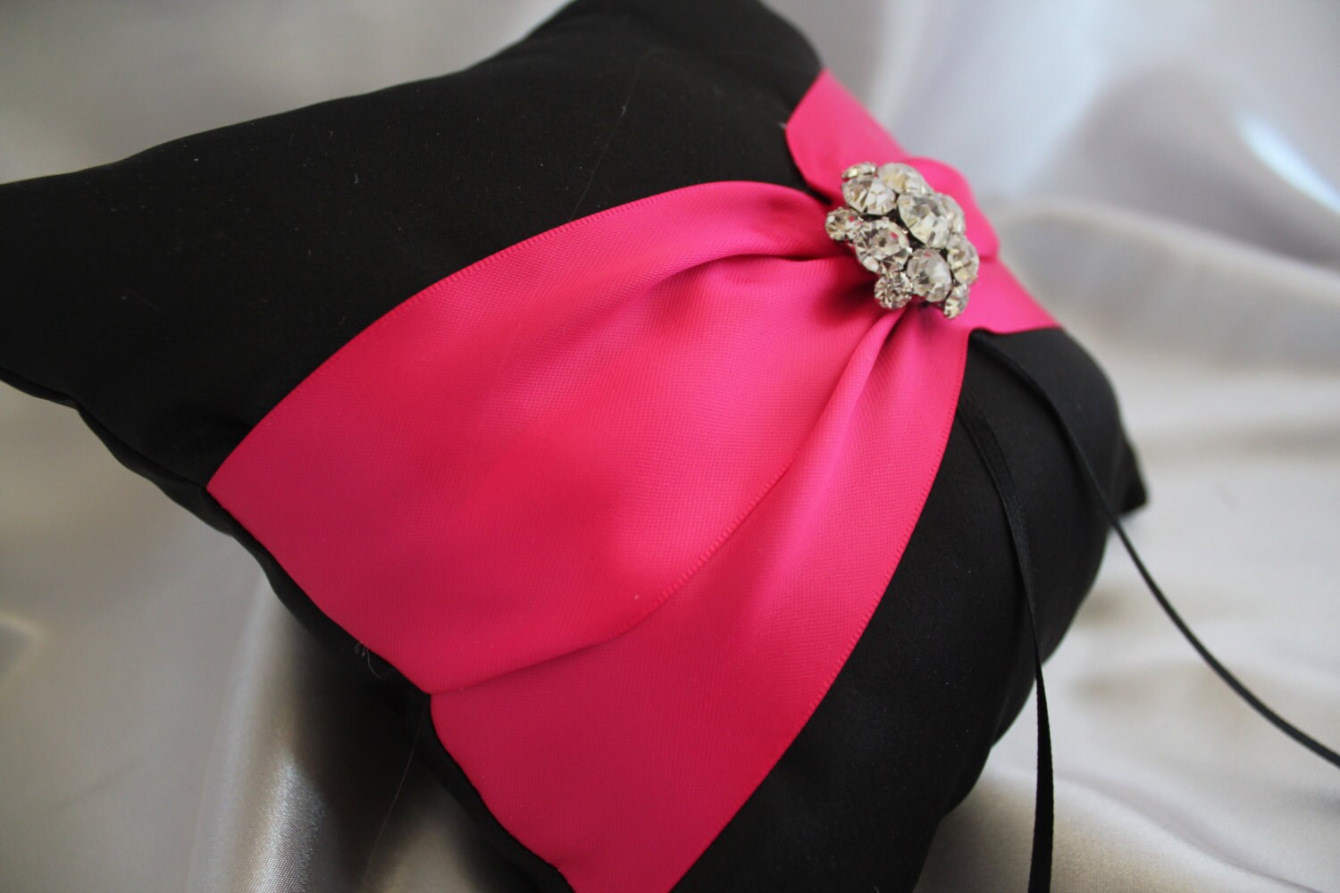 Larger-black/white or Ivory Flower Girl Basket -with Shocking Pink ...