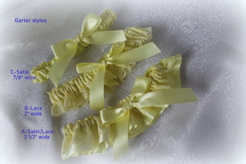 Prom Garter/wedding Garter-satin and Lace-pale Yellow -U Pick Garter ...