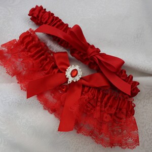 White/ivory/black/gray/red Lace Garter With Red Satin Accent and Large ...