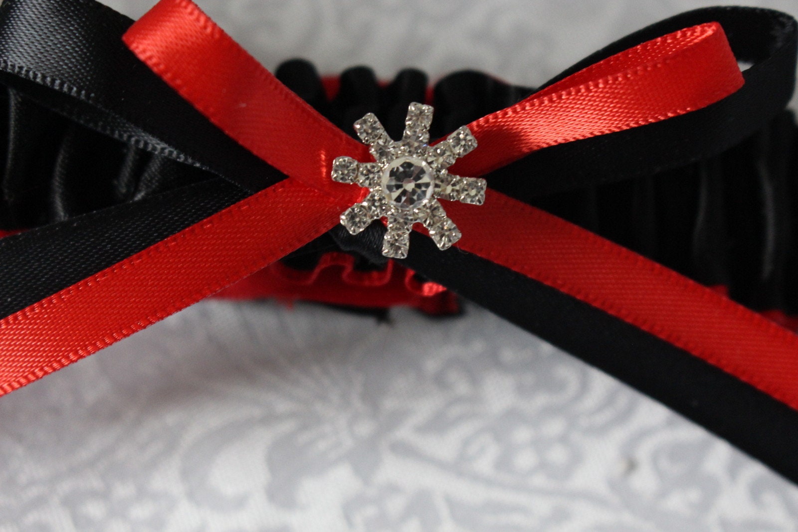 Black Lace and Red Satin Colored Ribbons Garter Set-includes - Etsy ...