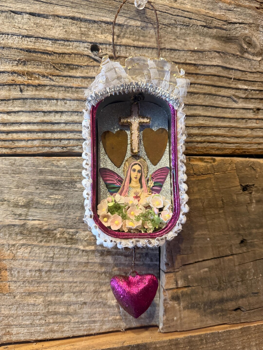 Handmade Virgin Mary Shadow Box: Religious Folk Art Diorama - Etsy