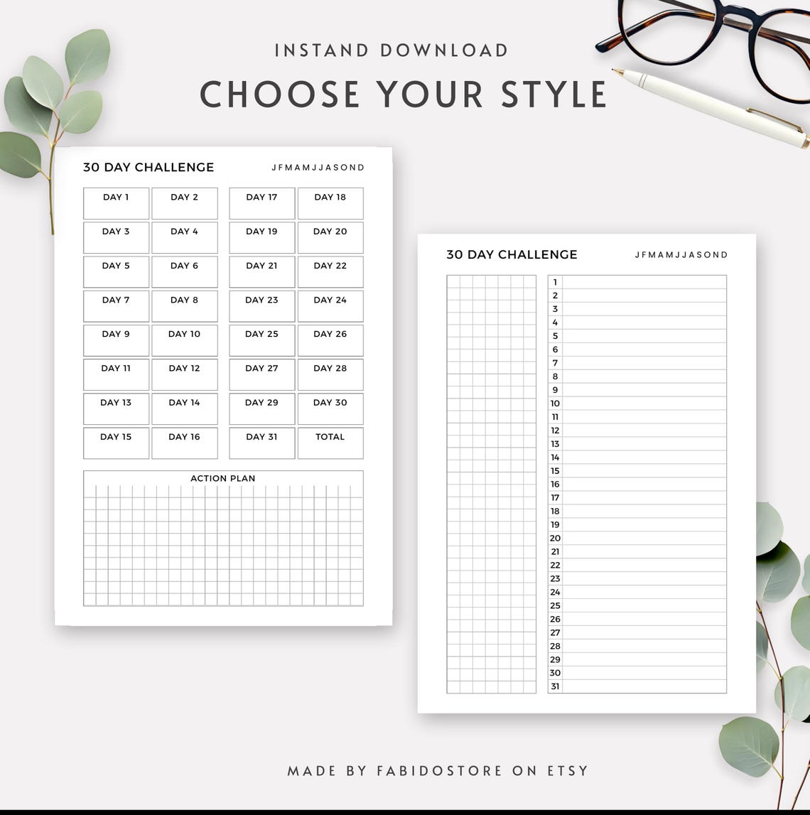 30-day Challenge Printable: Habit Tracker, Goal Planner (a4/a5/letter ...