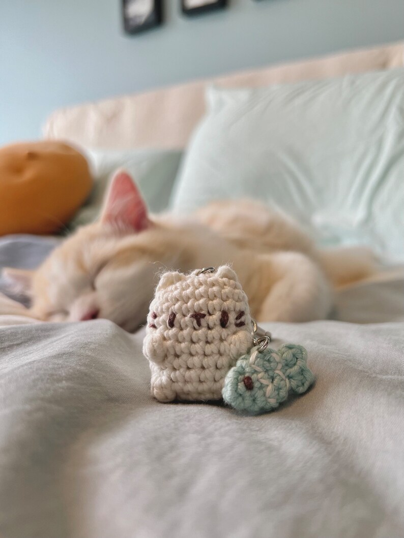 Crochet Keychain Cute Accessory for Cat Lovers Gift Handmade Bag ...