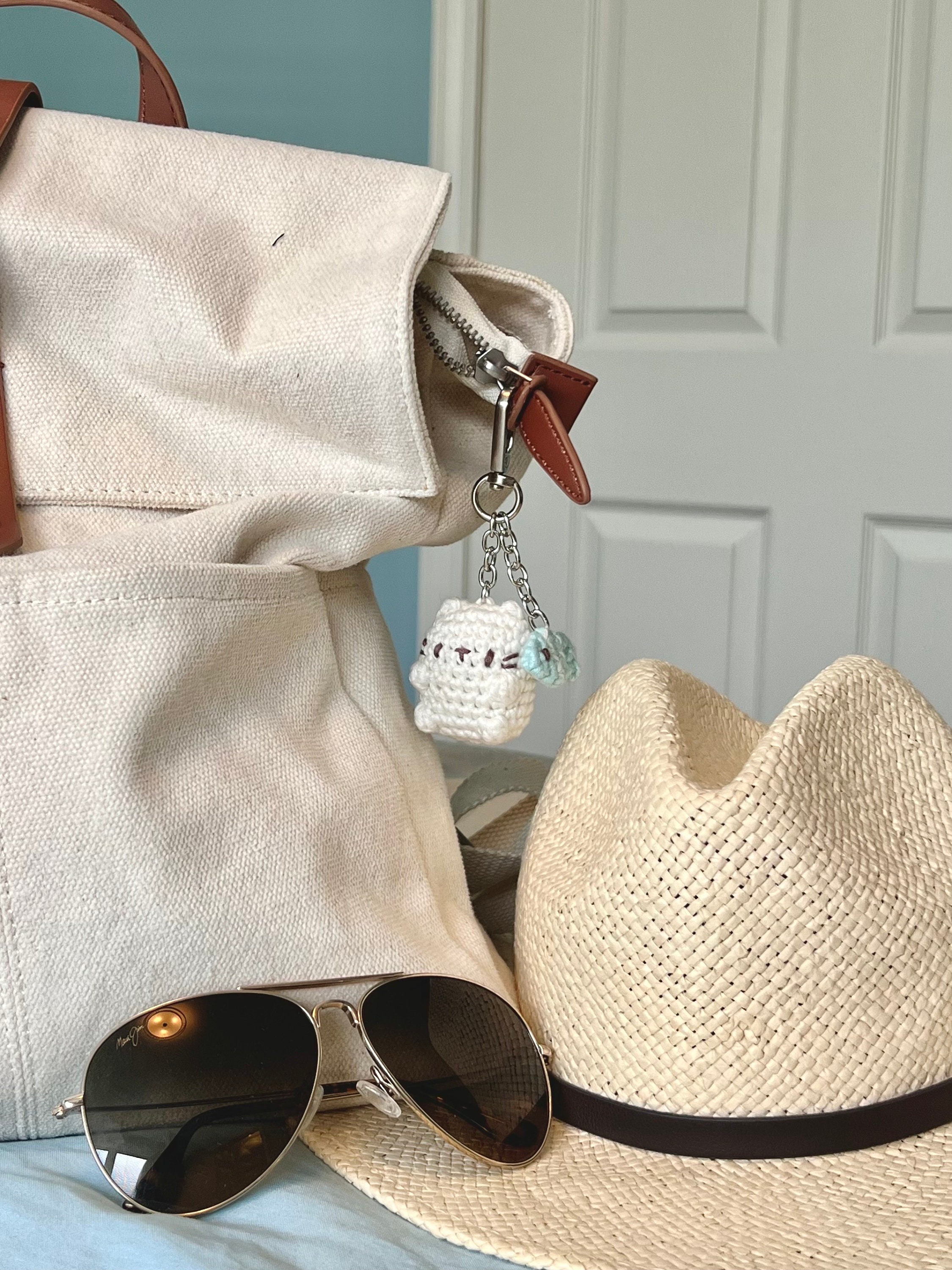 Crochet Keychain Cute Accessory for Cat Lovers Gift Handmade Bag ...